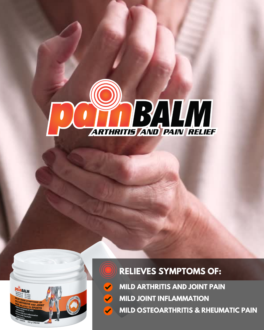 Pain Balm: Arthritis, Joint & Sports Pain Relief. LARGE 250gram – painbalm